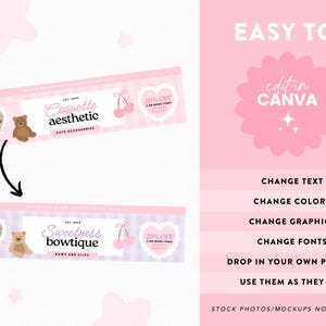 Coquette Aesthetic Etsy Shop Banner Templates - Cute Pink Store ...