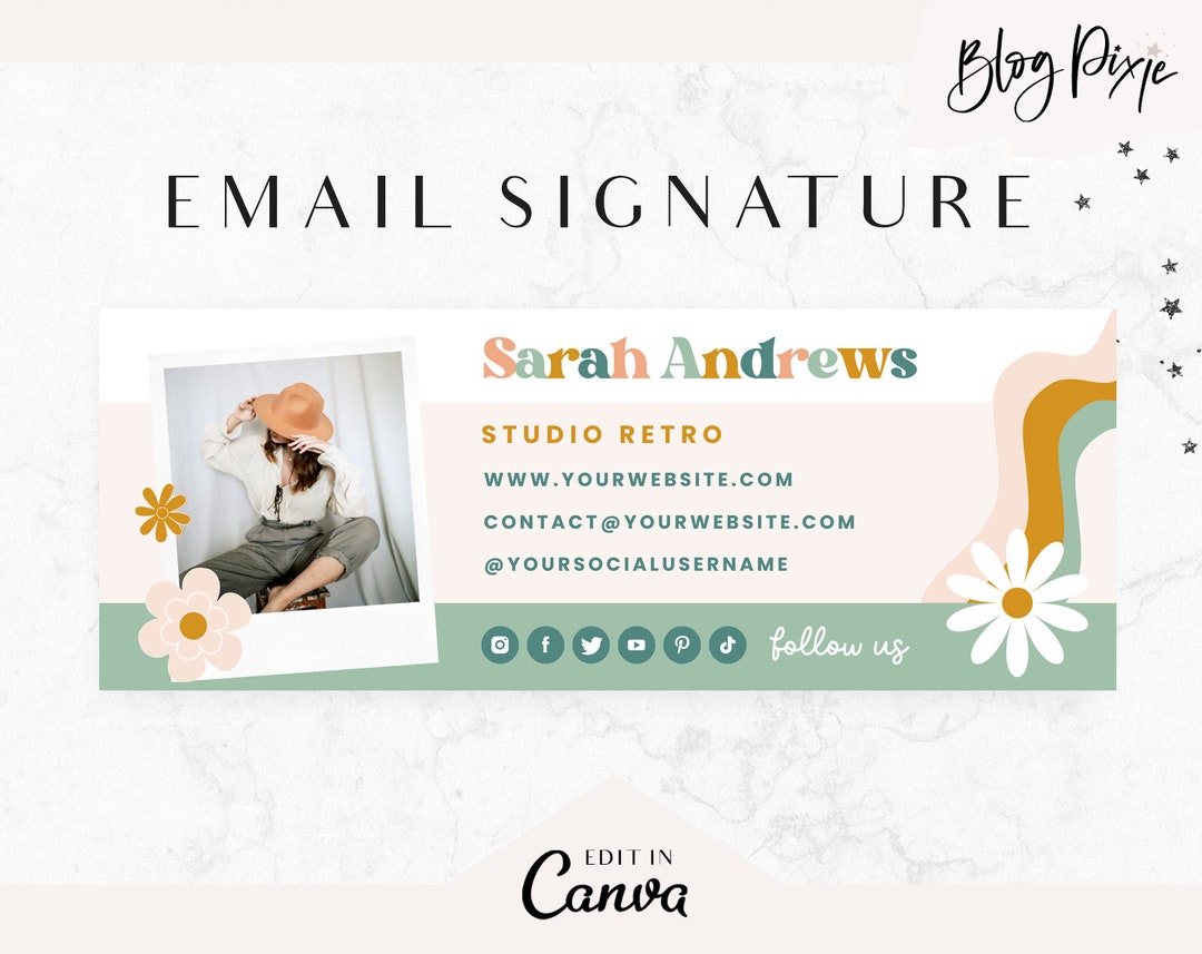 Retro Email Signature Template Canva Business Email Signature Design ...