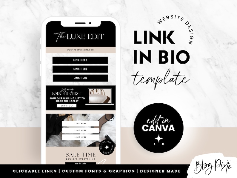 Link in Bio Website Template Canva - Links Page for Instagram - Modern ...
