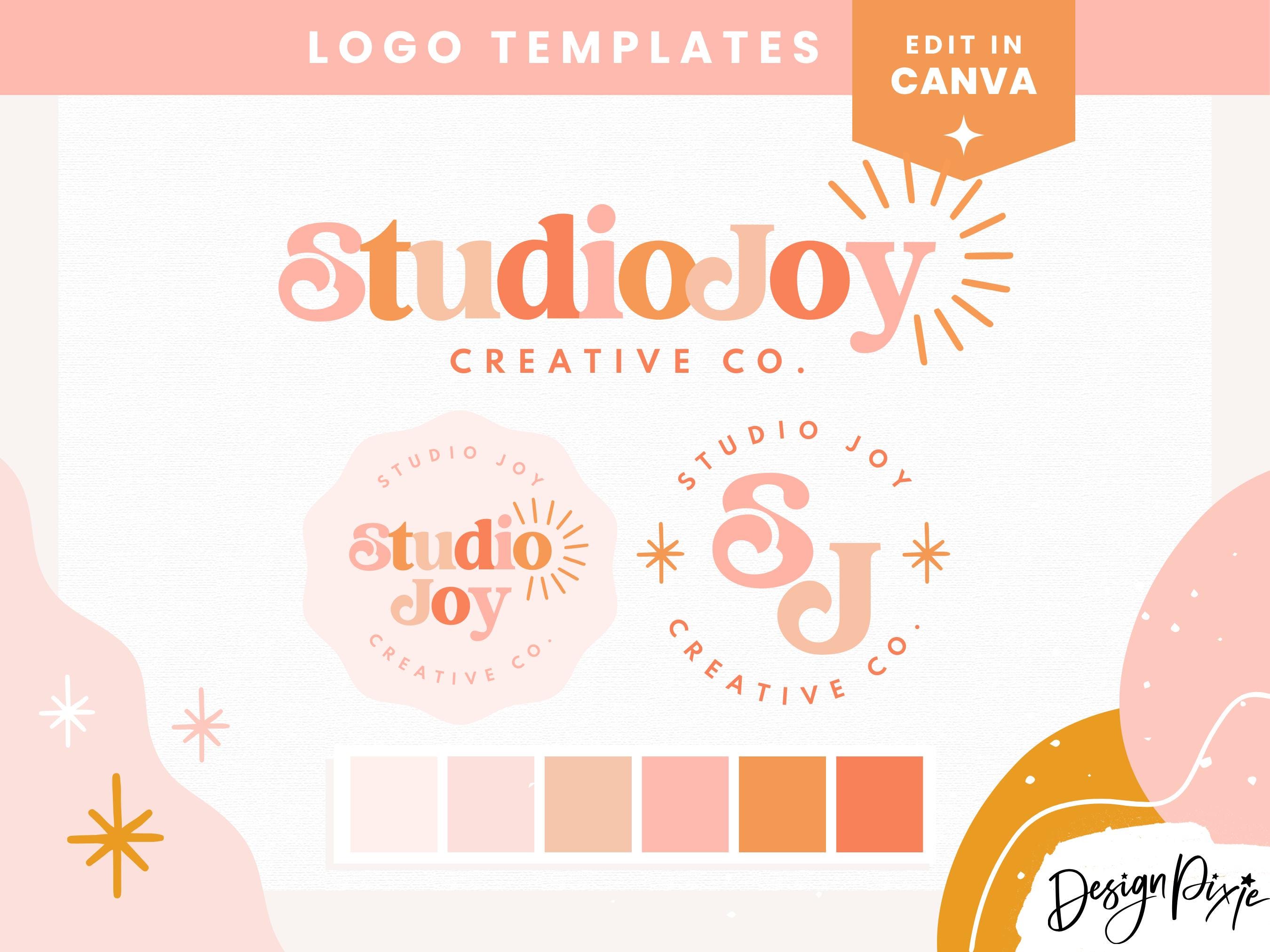 Retro Logo Design Template Canva - Editable Logo for Small Business ...