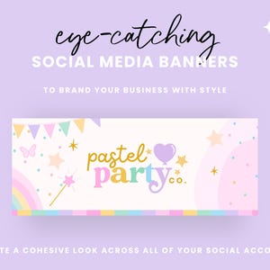 Pastel Party Social Media Banners for Canva - Facebook, Youtube ...