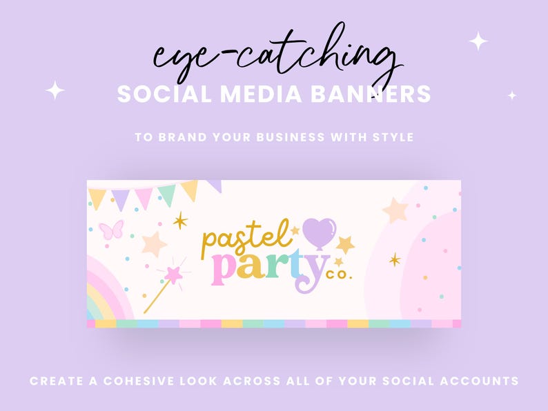 Pastel Party Social Media Banners for Canva - Facebook, Youtube ...