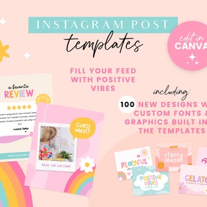 Playful Instagram Post Templates Volume 2 - Rainbow Instagram Templates ...
