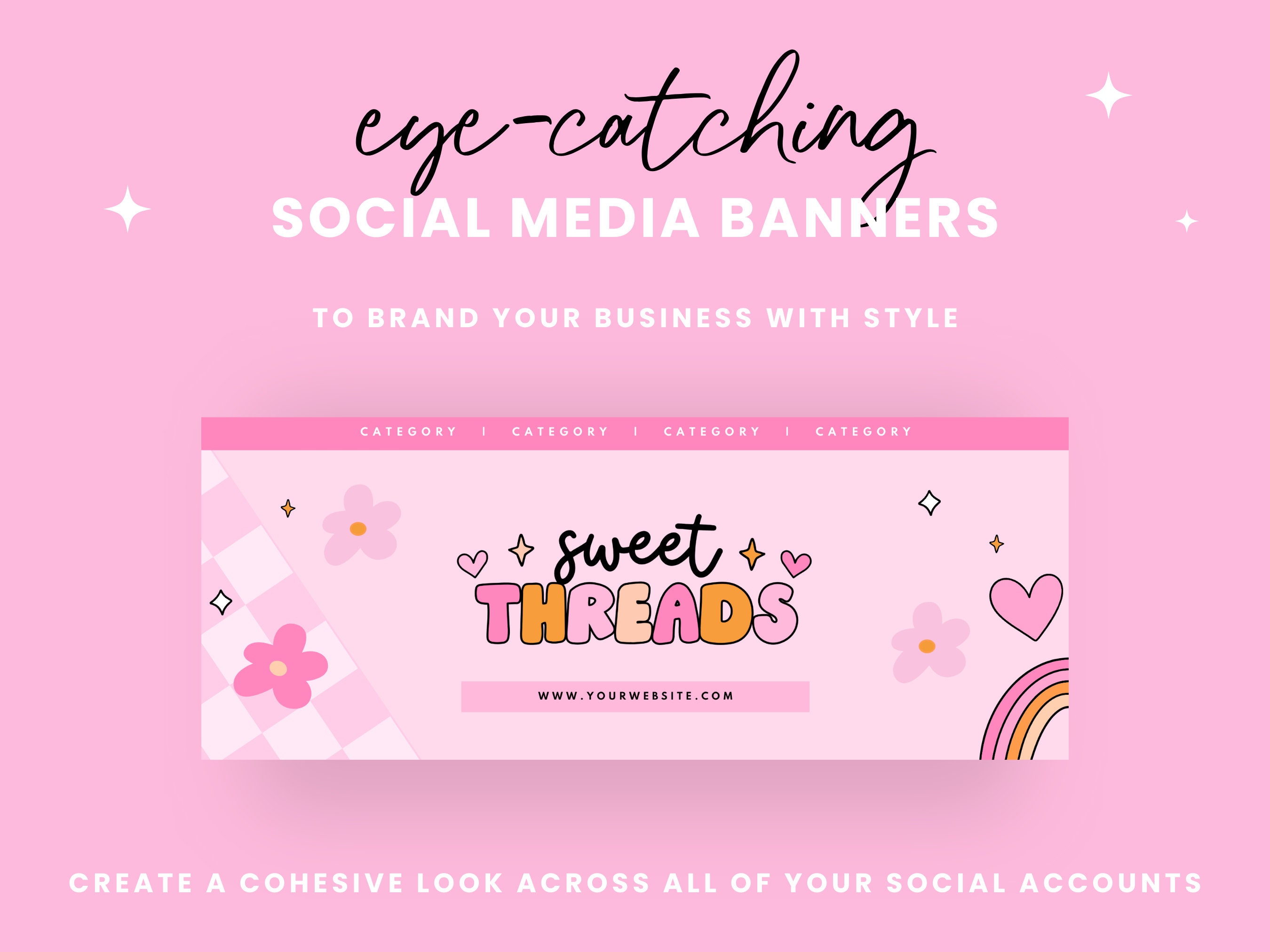 Pink Retro Facebook Banner Template Canva - Hot Pink Social Media ...