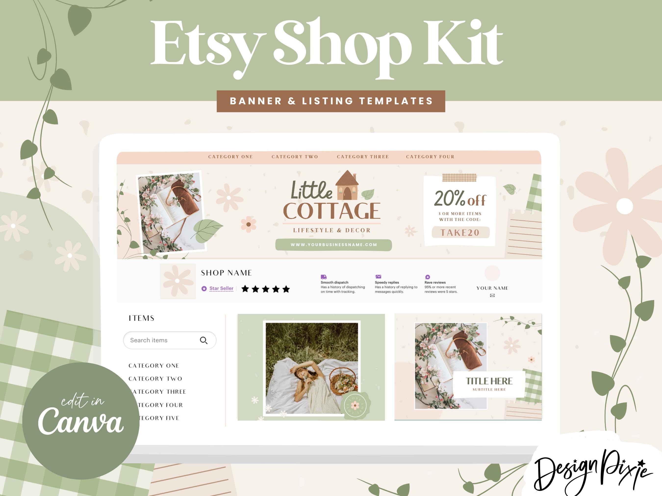 Cottagecore Aesthetic Etsy Banner Kit - Etsy Shop Banner Templates ...