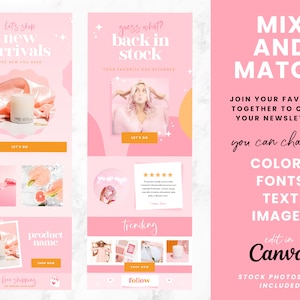 Pink Email Marketing Templates - Canva Newsletter Template - Shopify ...