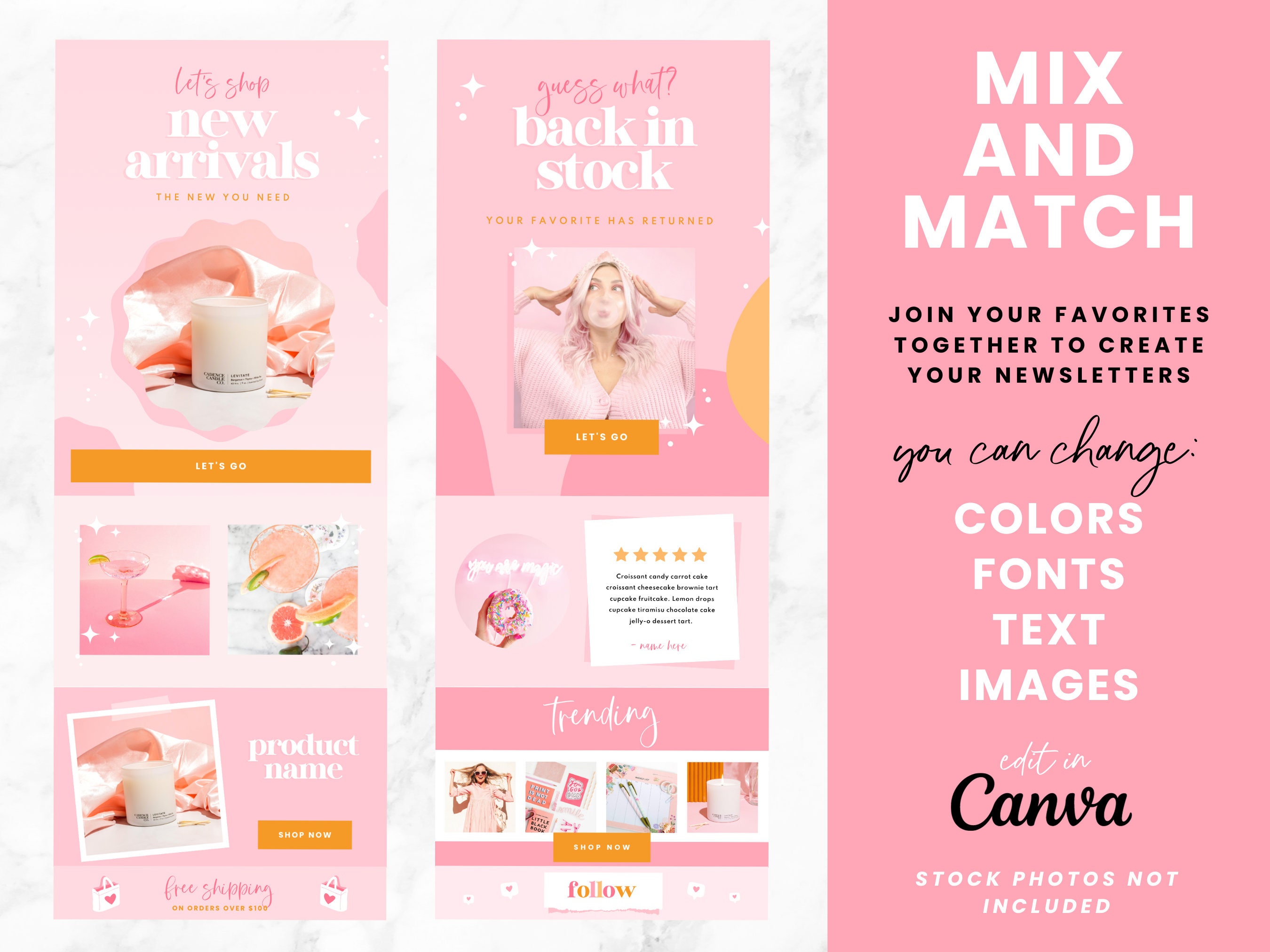 Pink Email Marketing Templates - Canva Newsletter Template - Shopify ...