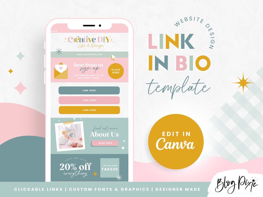 Link in Bio Page Template Canva Links Website Instagram Landing Page ...