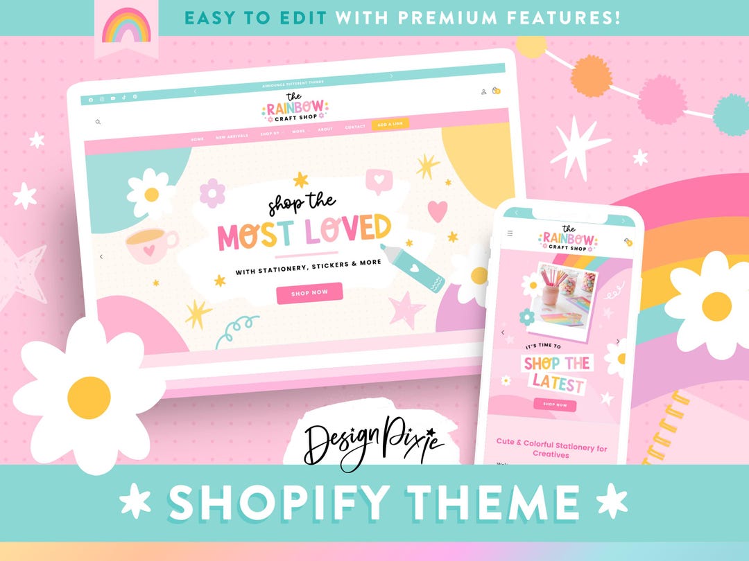 Rainbow Craft Shopify Theme - Playful Shopify Template for Art, Stationery, Digital Products ...