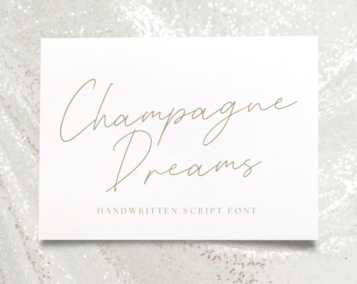 Champagne Dreams Font Handwritten Script Fonts Calligraphy | Etsy