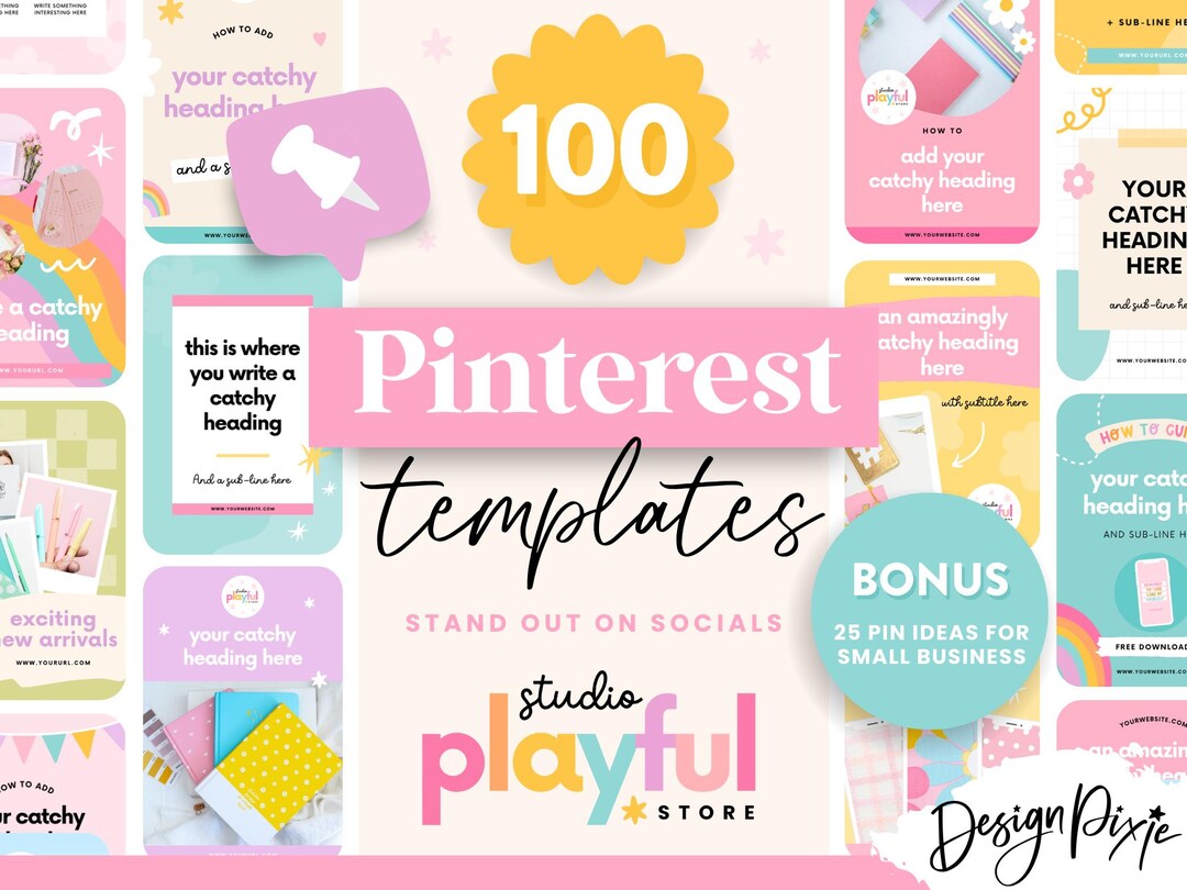 Playful Pinterest Templates for Canva - Idea Pins - Rainbow Social ...