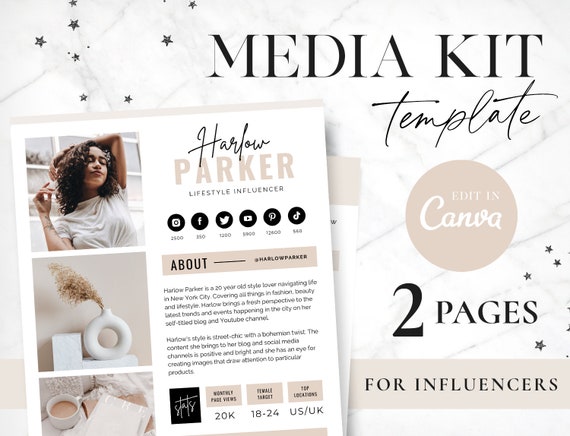 Stationery Canva Template Instagram Influencer Blogger Media Kit 3 Page ...