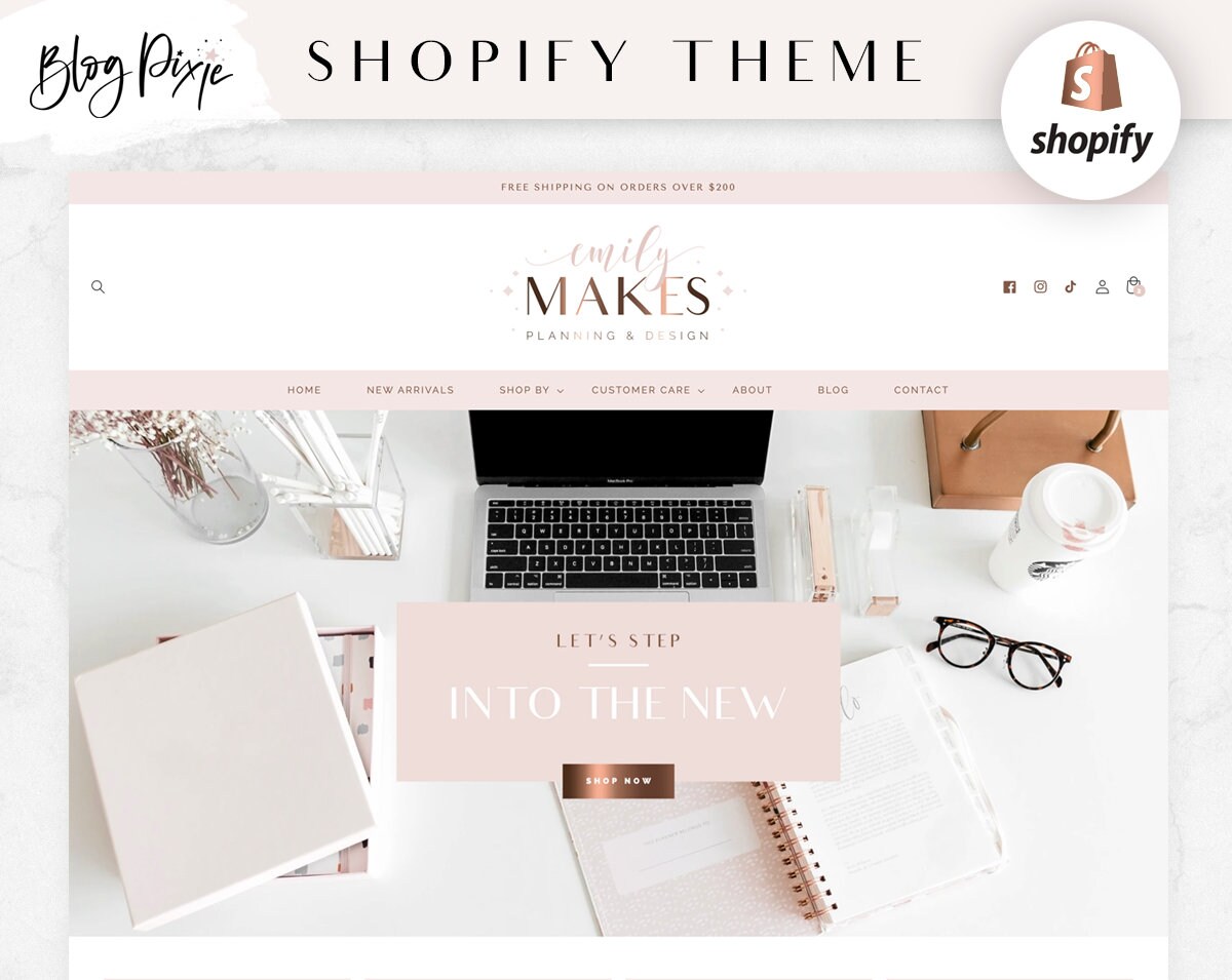 Shopify Theme Pink Rose Gold Website Template Design - Etsy Australia