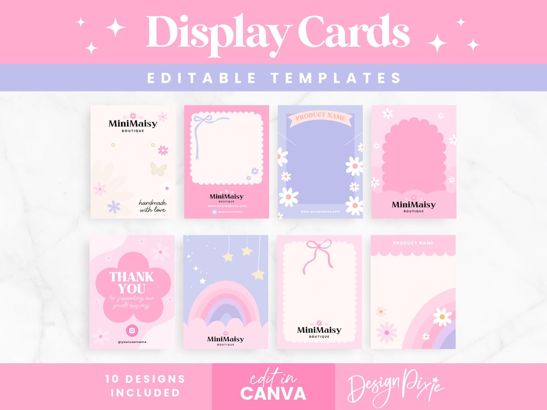 Girly Pink Display Card Templates - Canva Templates for Jewelry Backing ...