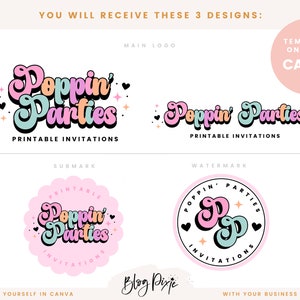 Bold Retro Logo Design Editable Canva Small Business Logo Template ...