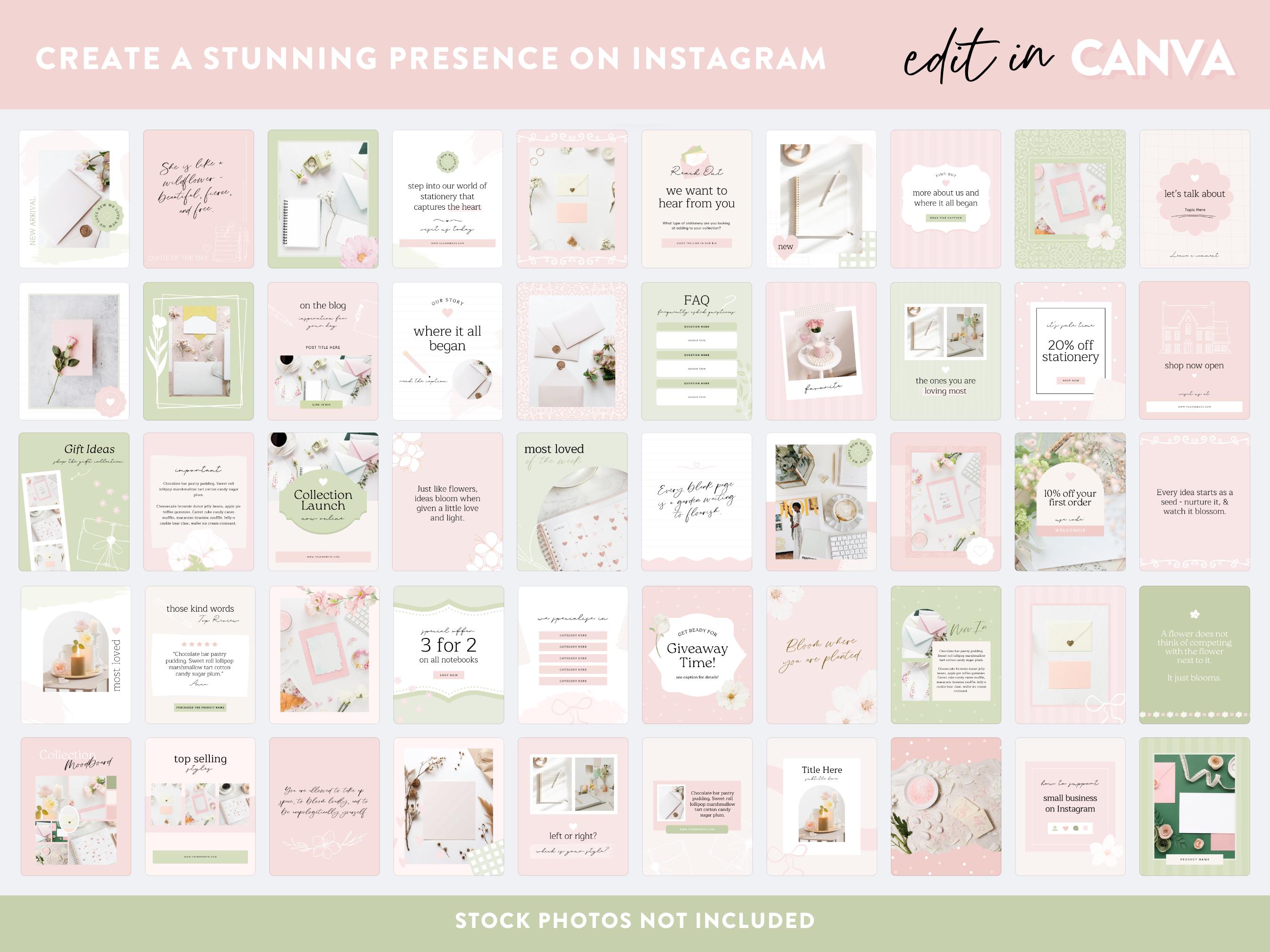 Pretty Feminine Instagram Post Templates - Canva Instagram Stories ...