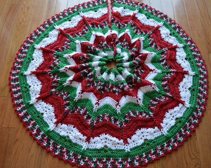 Gorgeous Crochet Christmas Tree Skirt sparkly made to Order - Etsy