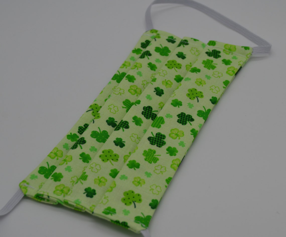 Green Lucky Shamrock Face Mask adult Size - Etsy