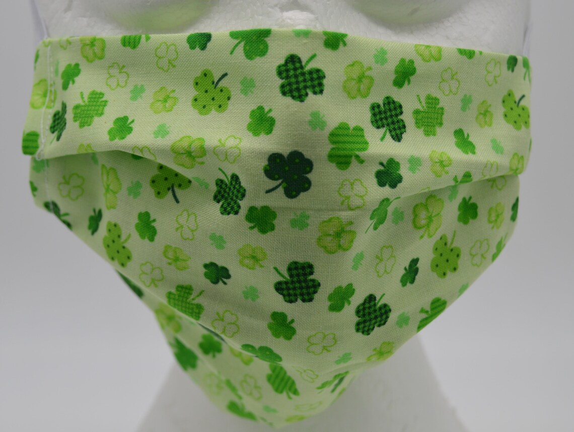 Green Lucky Shamrock Face Mask (adult Size) - Etsy