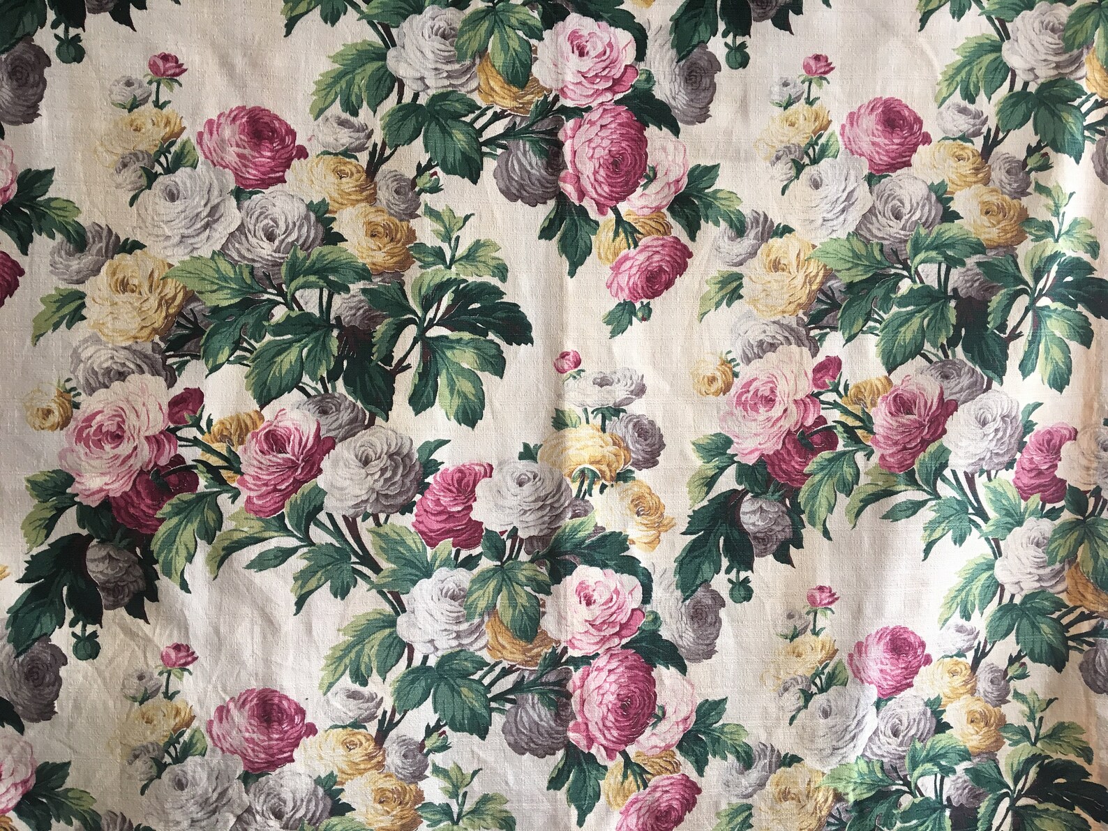 Beautiful American 1940's Bark Cloth Floral Fabric (2757) - Etsy
