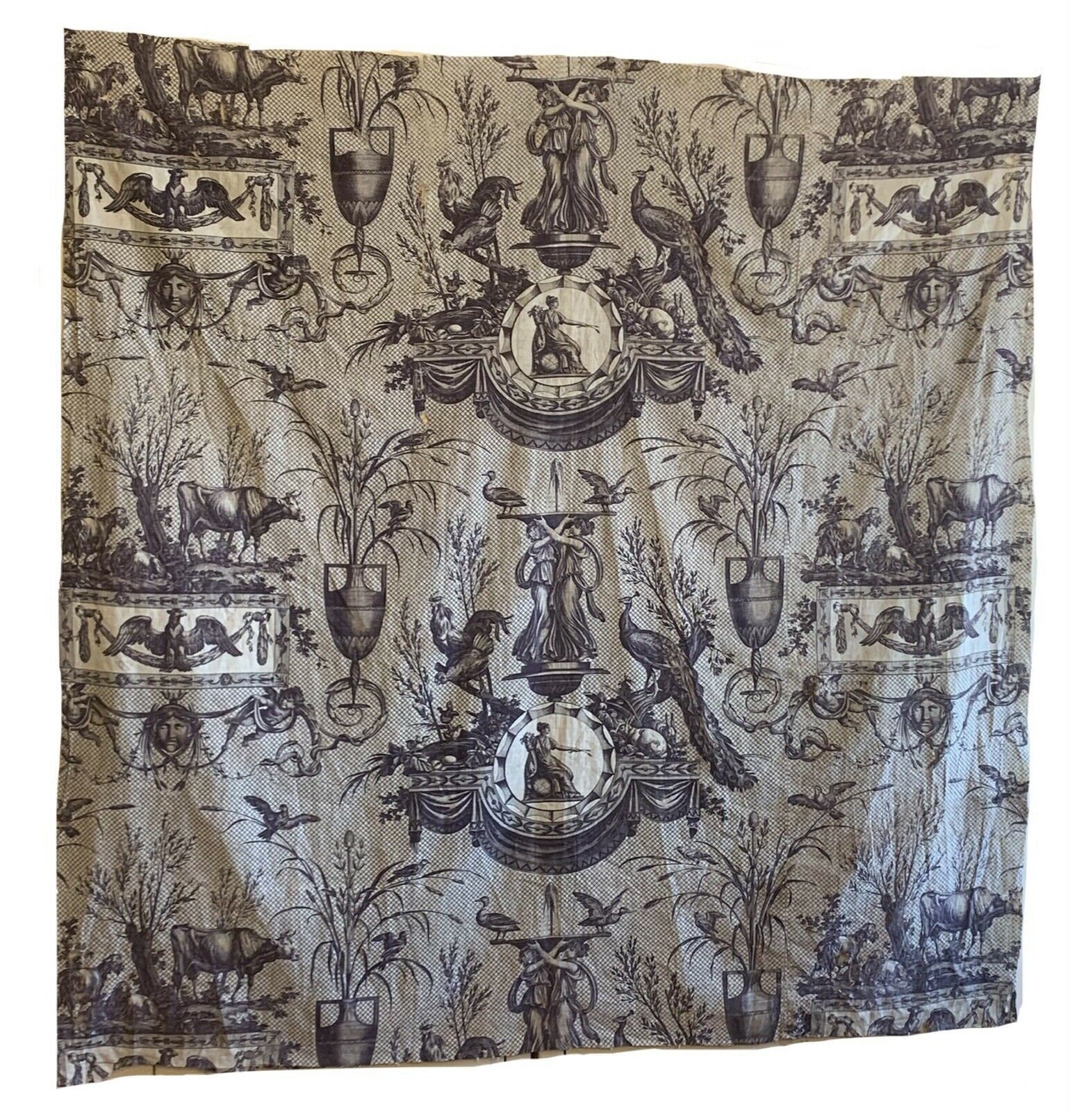 Important Rare 19th Cent French Scenic Toile Neoclassic Fabric 5492 - Etsy