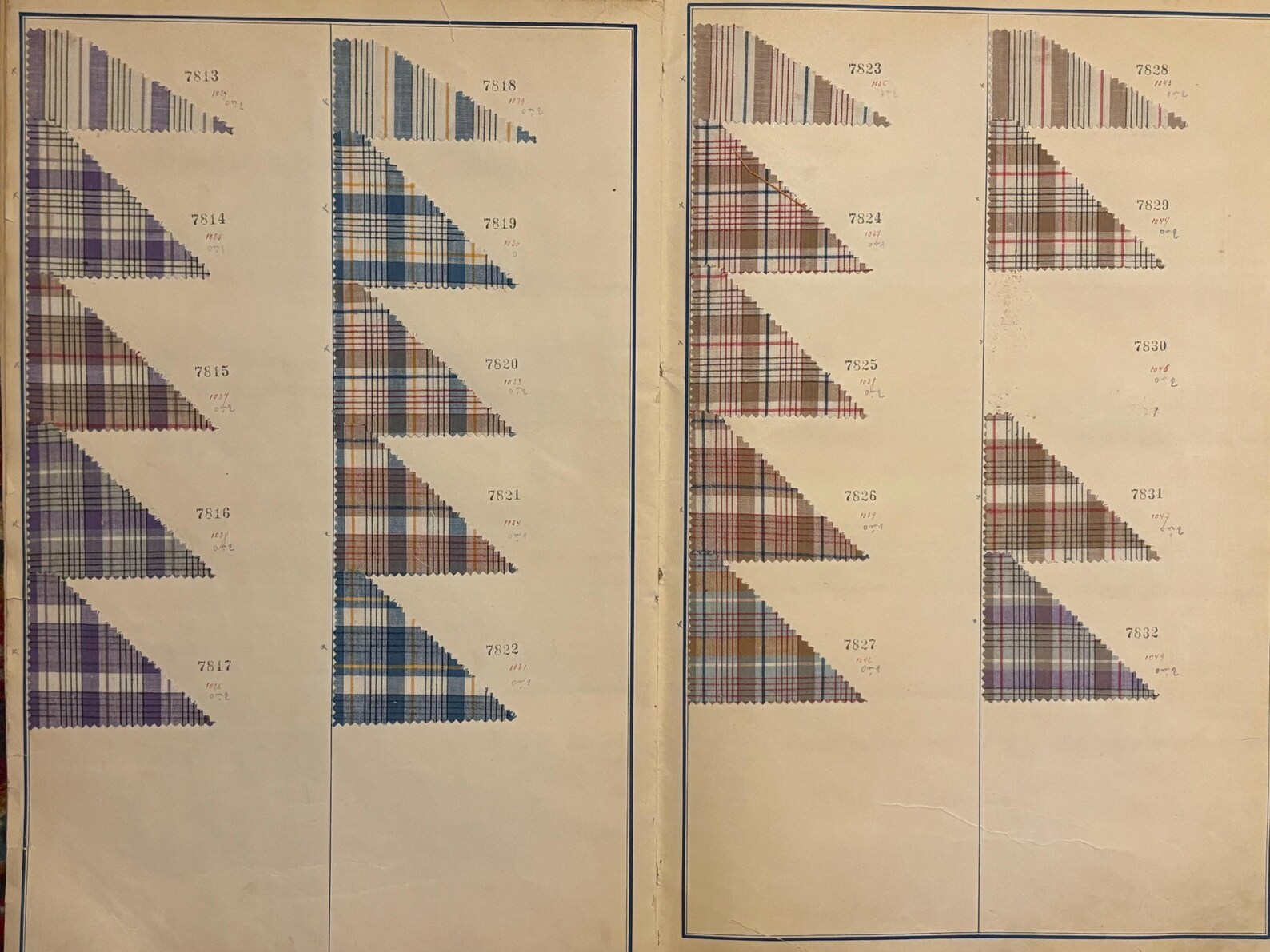 Wonderful Collection of Early 20th C French Cotton Checks Swatch Book ...