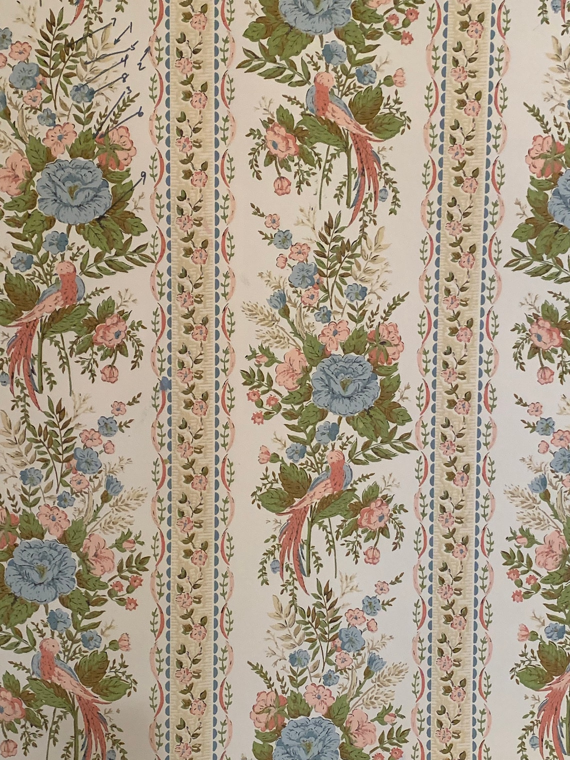 4 Charming 20th Cent French Wallpapers Florals/ Conversational - Etsy