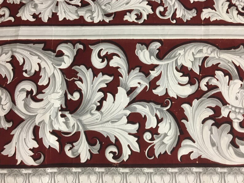 Important Early 19th Century French Neoclassic Scroll Wallpaper Border ...