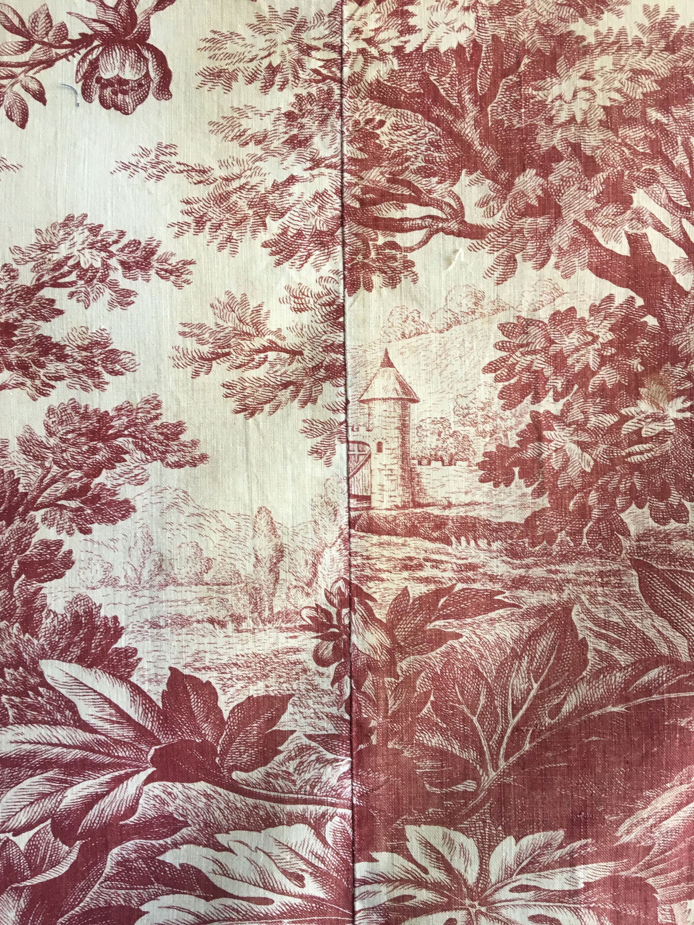 Antique Beautiful 19th C.french Cotton Printed Floral Scenic Toile ...