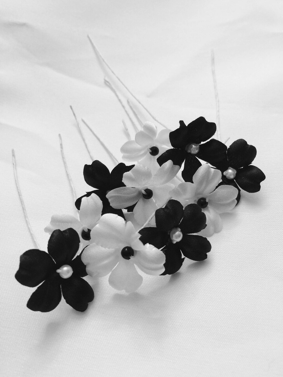 10 Flower Hair Embellished Head Pin Hair Jewelry Styled Flower Petals ...