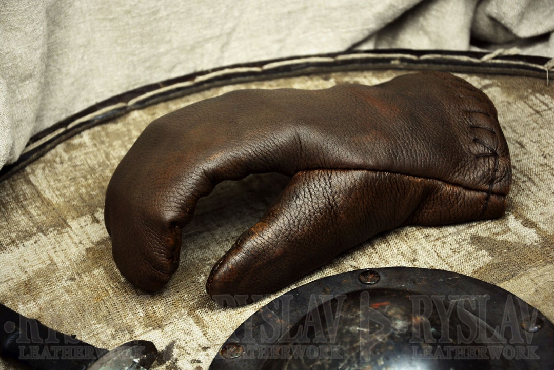 Leather Viking Glove for FULL CONTACT FIGHT, Steel Plates & Genuine ...