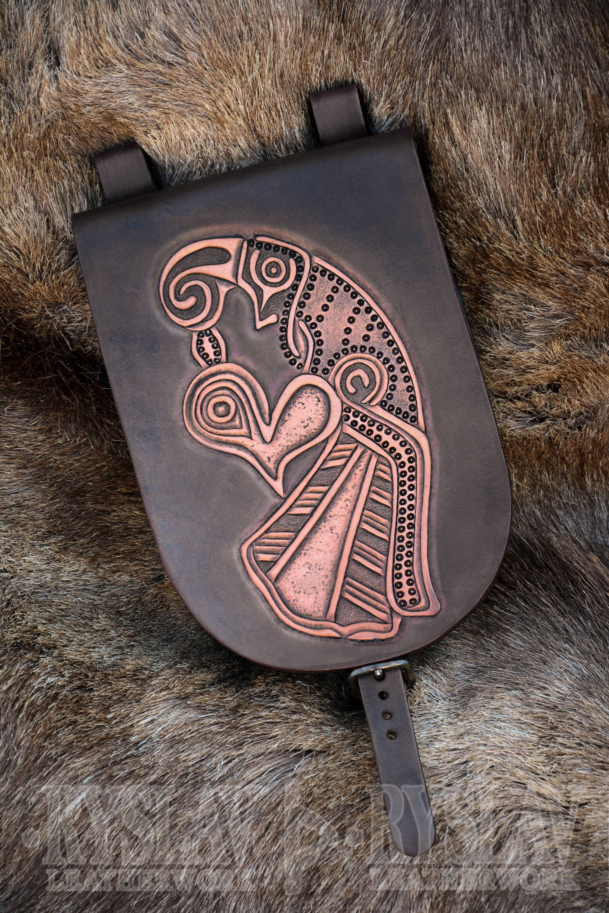 Early Medieval Leather BELT POUCH Bag, Historically Inspired Carving ...