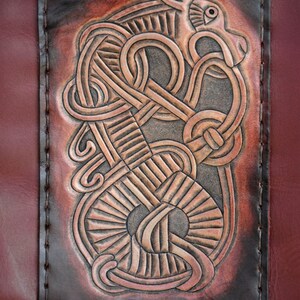 Viking Leather and Wood HANDLE Bag, Hedeby Haithabu Bag, Hand Carving ...