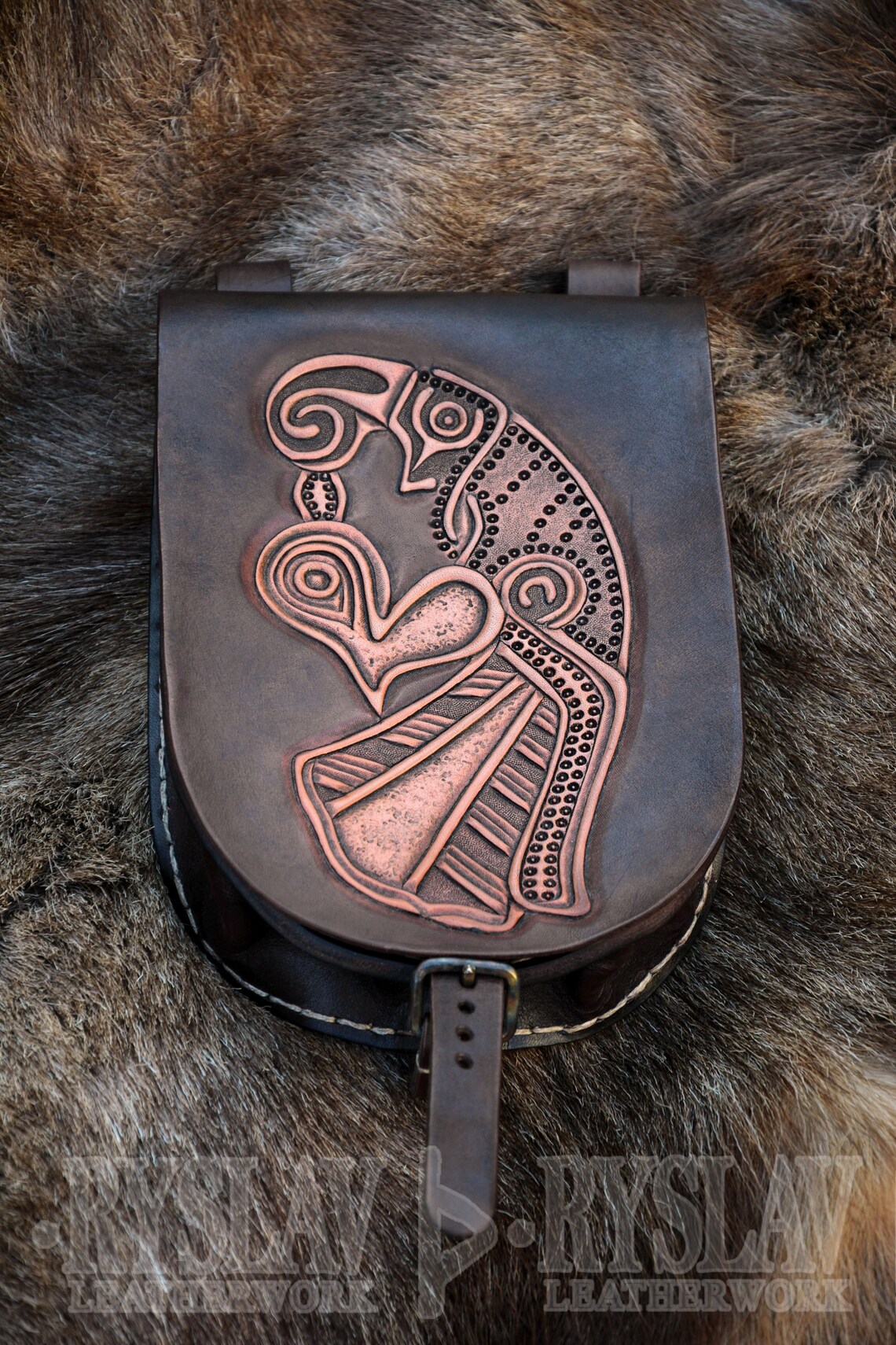 Early Medieval Leather BELT POUCH Bag, Historically Inspired Carving ...