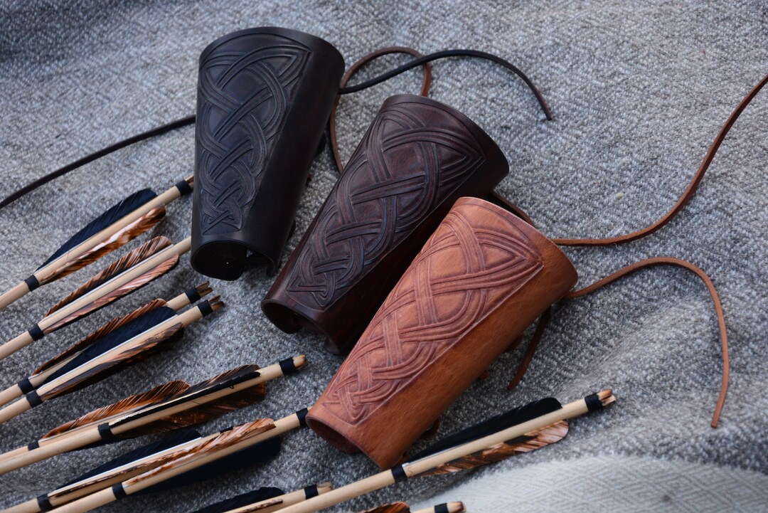 Leather Medieval Viking Archery Vambrace, Strengthened Natural Cowhide ...