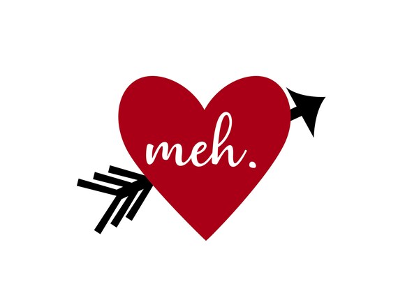 Meh Heart With Arrow Svg | Etsy