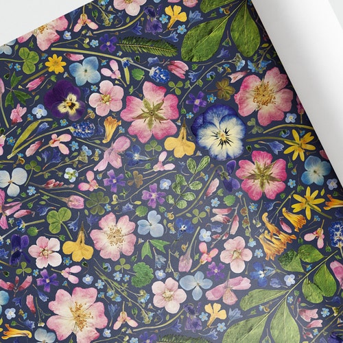 Blue & Indigo Floral Wrapping Paper Birthday Gift Wrap - Etsy UK