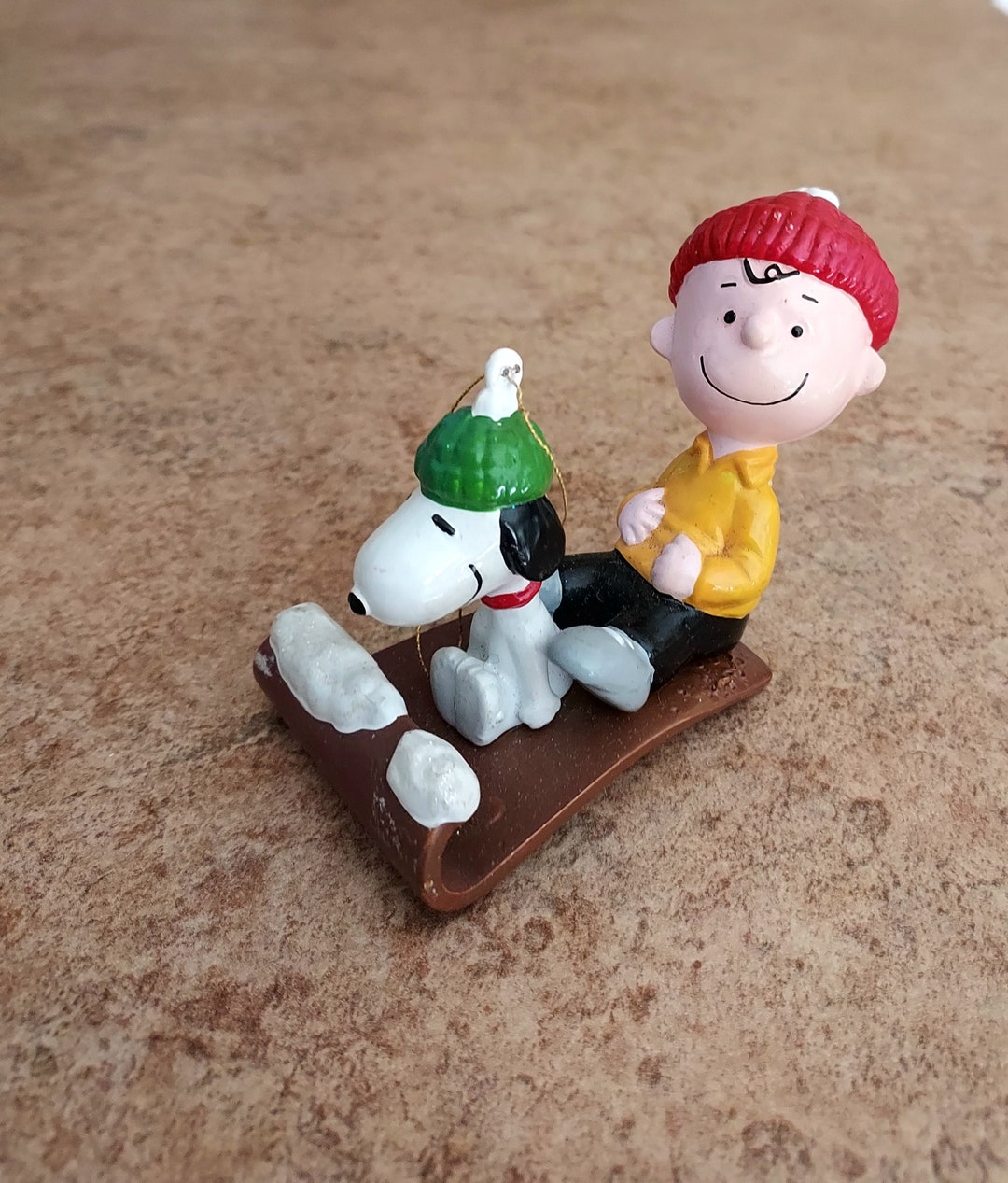 Vintage Peanuts Ornament Charlie Brown & Snoopy on Toboggan UFS Co ...