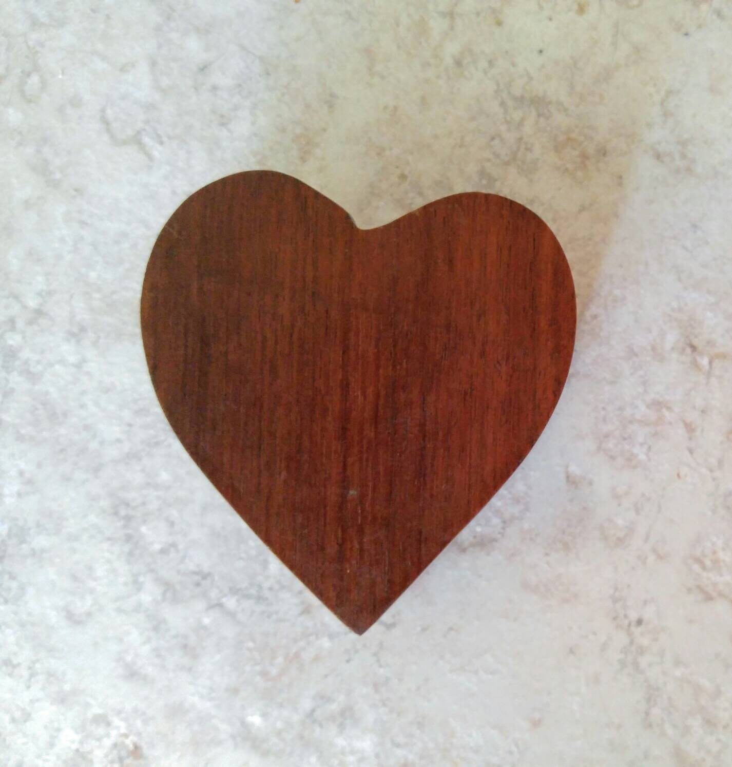 Double Heart Wood Paperweight Vintage Deskware Carved Dark - Etsy