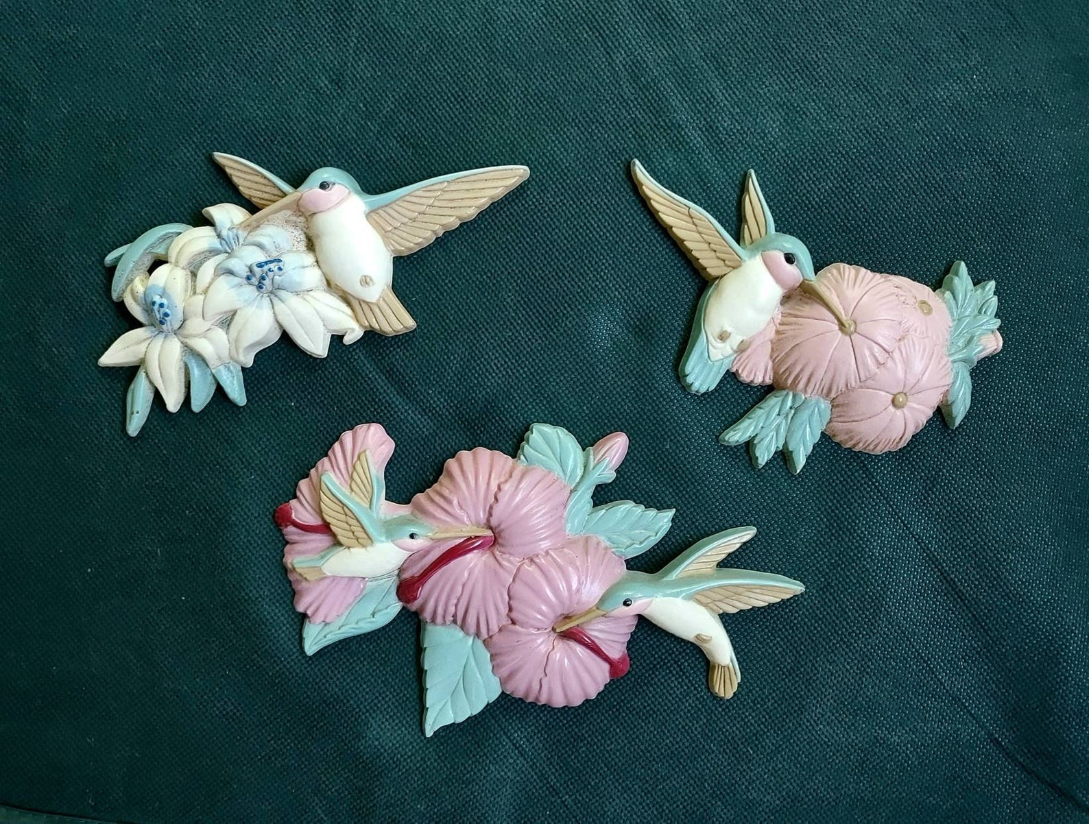 Burwood Hummingbird Plaques Set of 3 Vintage 90s Flower and - Etsy