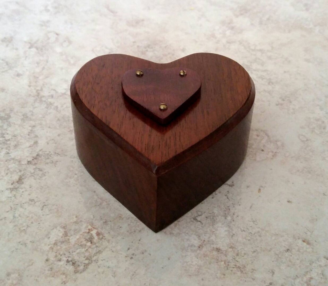 Double Heart Wood Paperweight Vintage Deskware Carved Dark - Etsy