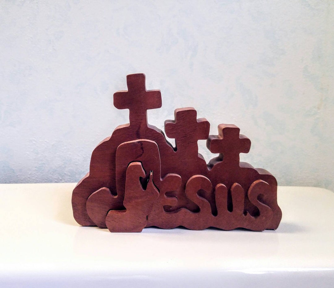Carved Jesus Cross Sign Spiritual Decor Wood Jesus Expandable Word Sign ...