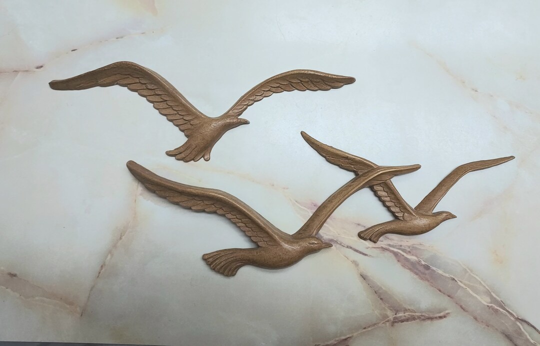 1981 Homco Seagulls in Flight Wall Decor Faux Wood Seagull Wall Art ...