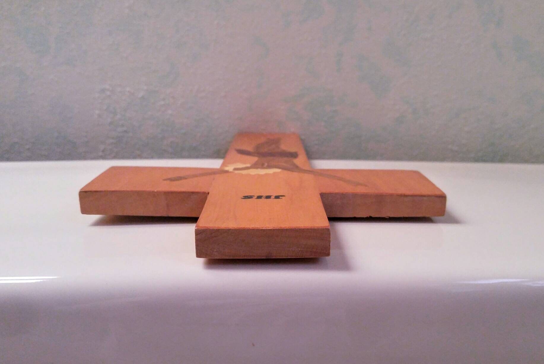 Inlay Wood Crucifix Wall Decor Handcrafted Natural Wood | Etsy