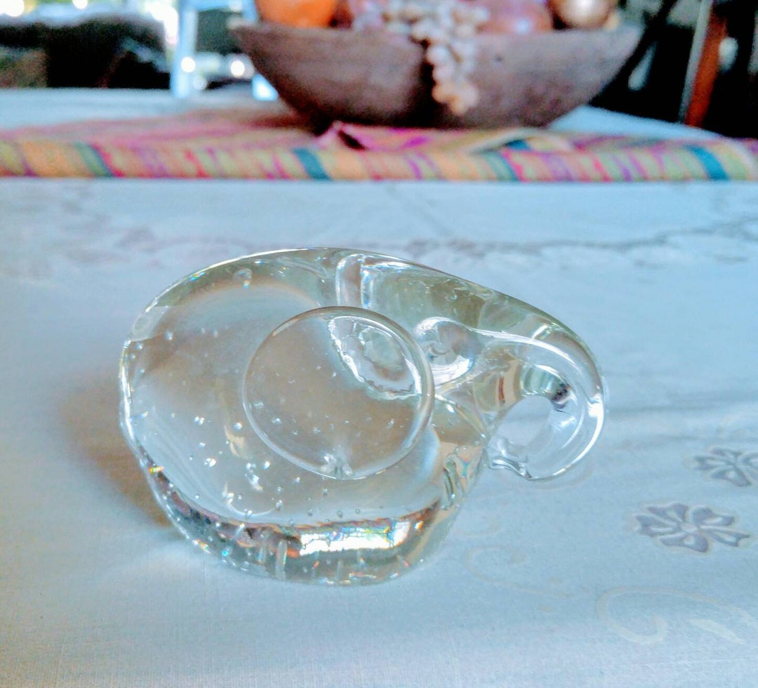 Clear Bubble Glass Elephant Paperweight * Controlled Bubble Glass Art ...