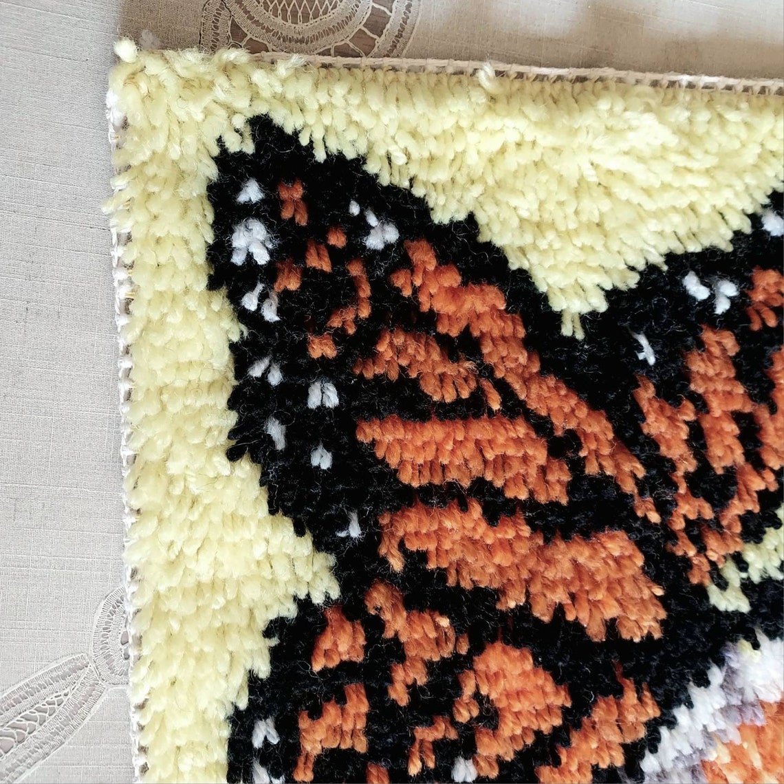 Latch Hook Monarch Butterfly Completed Panel 12x12 DIY Shag - Etsy