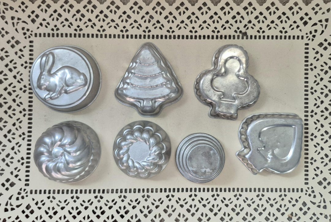 Vintage 50s Aluminum Dessert Molds All Occasion CHOICE * Retro Holiday ...