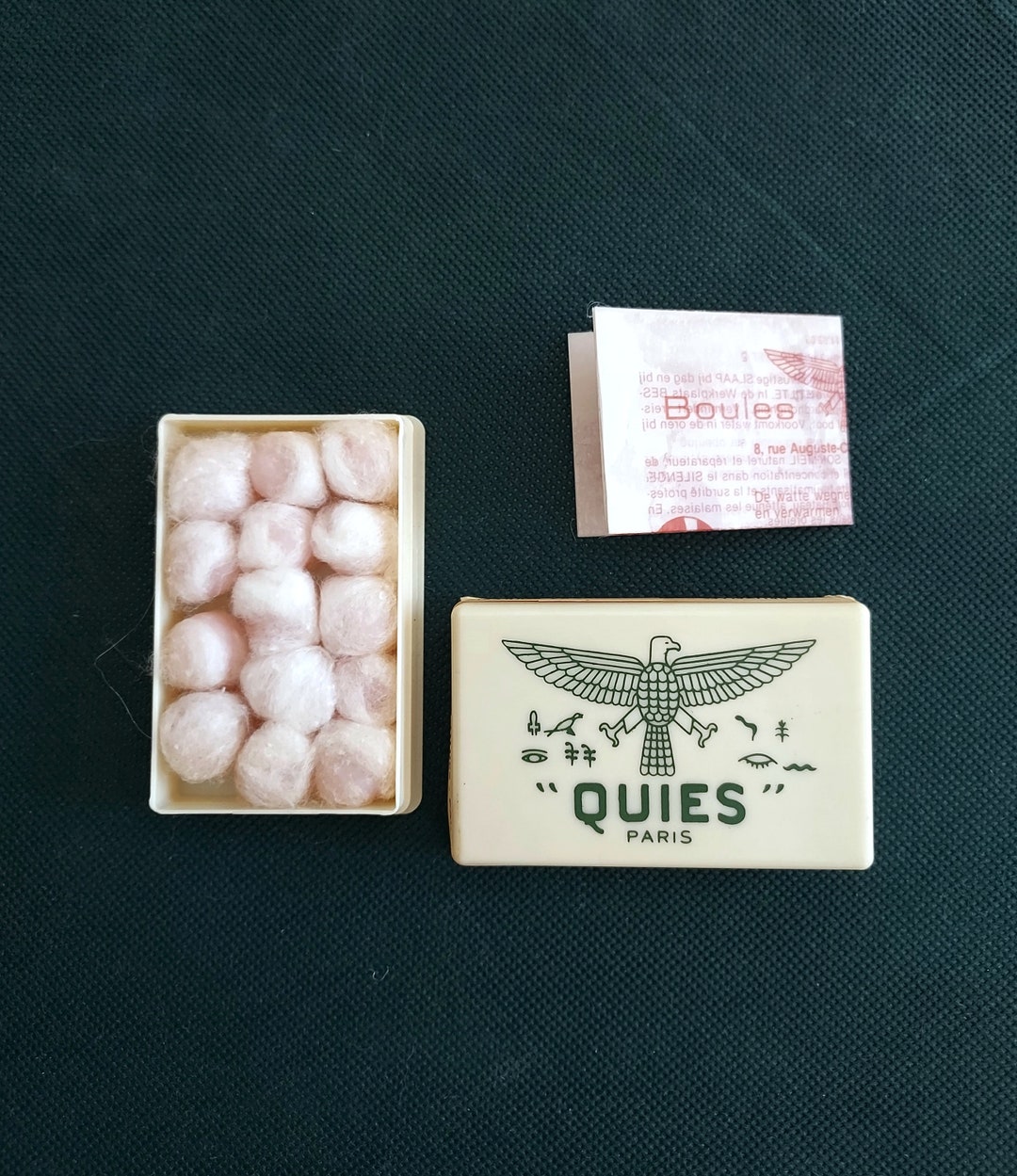 1960'S QUIES PARIS Bakelite Box With Wax Earplugs * Art Deco Box Eagle ...