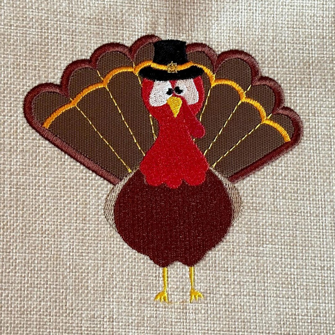 ITH 5x7 Happy Thanksgiving Turkey Applique Place Mats Napkins Machine ...
