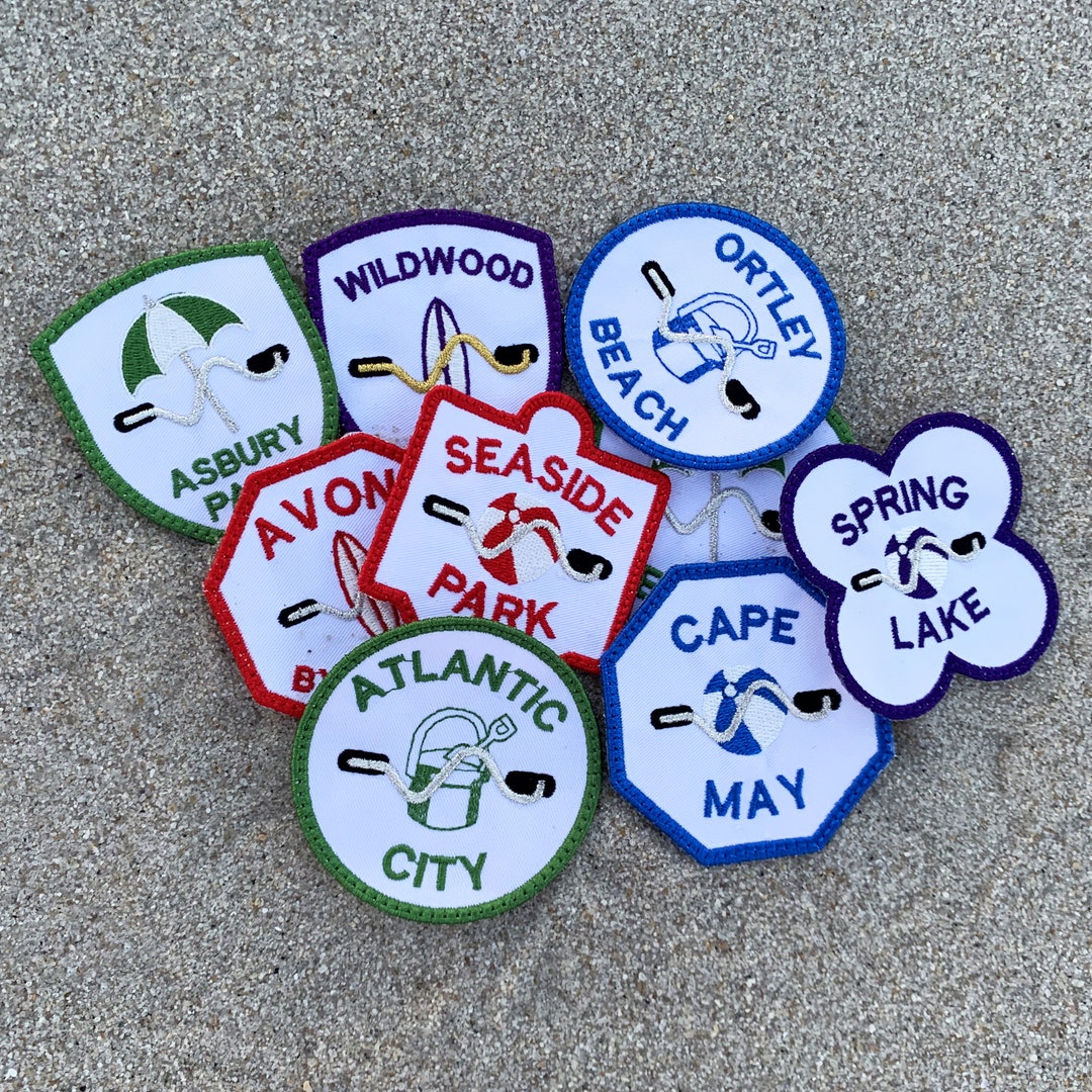 3" Beach Badge Iron on Patch Ball, Jersey Shore Embroidered Patch for ...